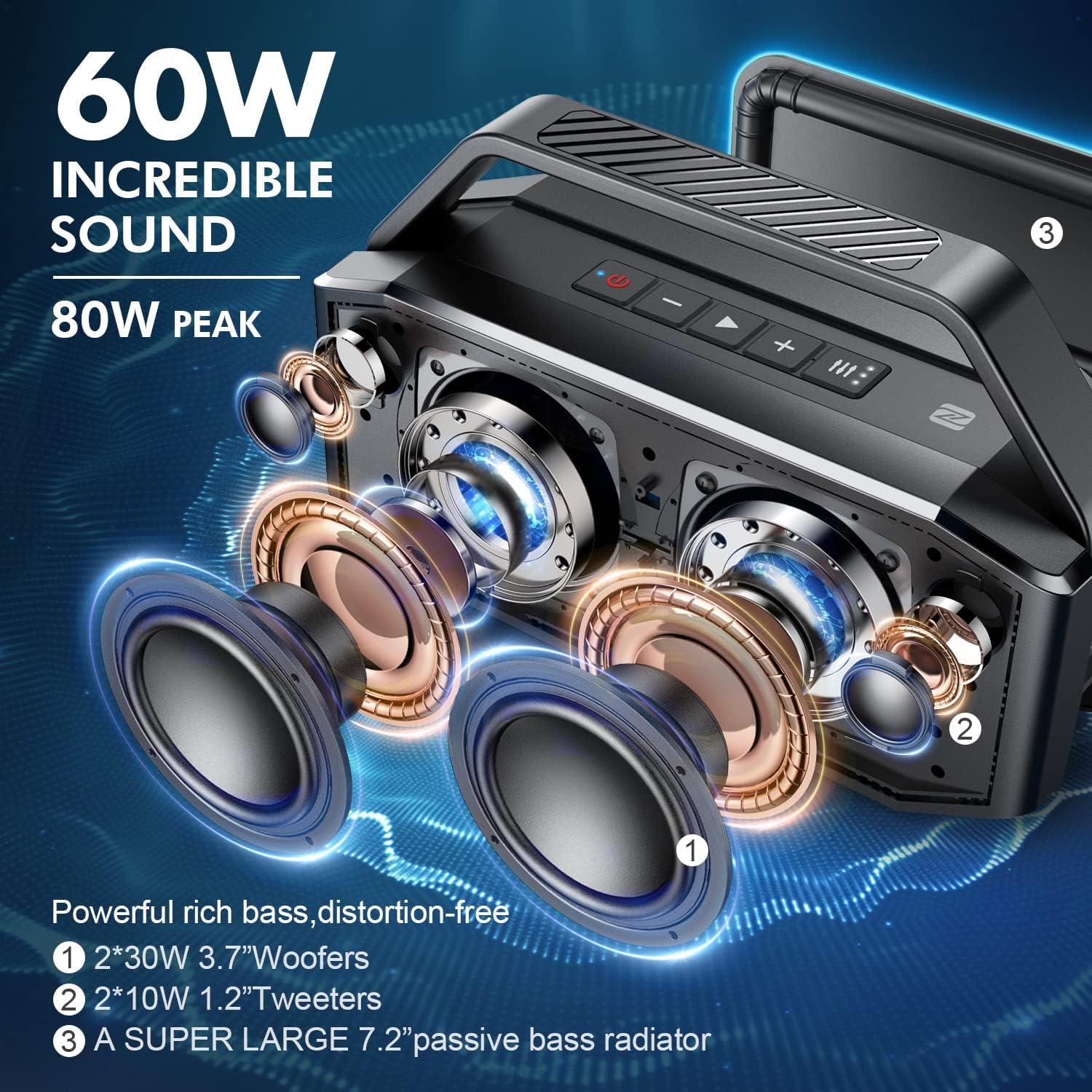 W-King D9 Bluetooth speaker 60W- 3.7v 10400mAh