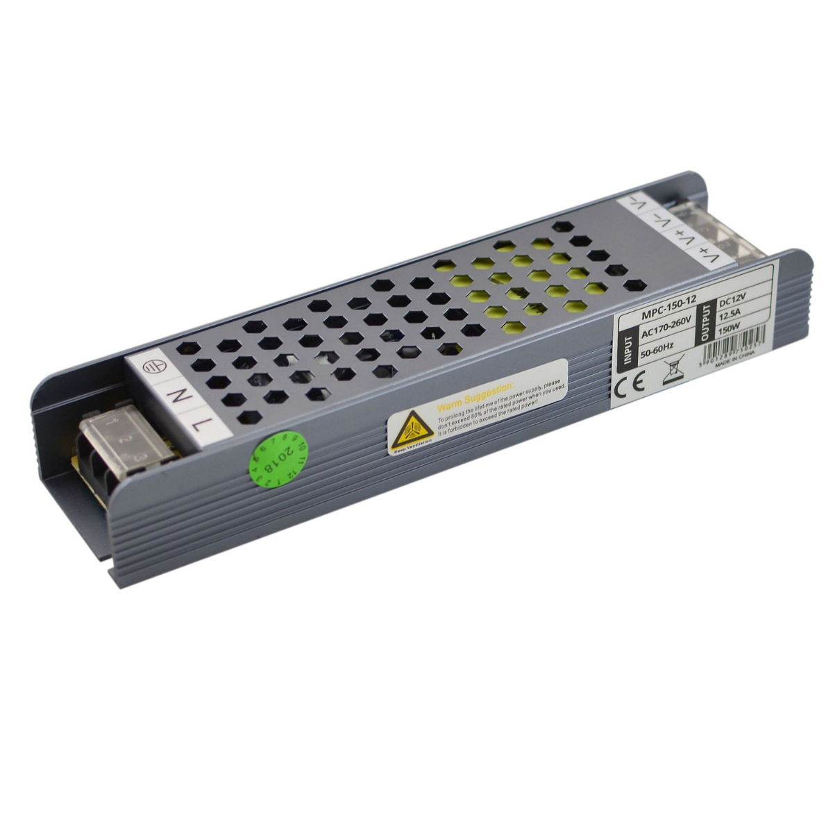 SLIM LED Power supply unit 150W 12.5A 12V, waterproof IP20, metal